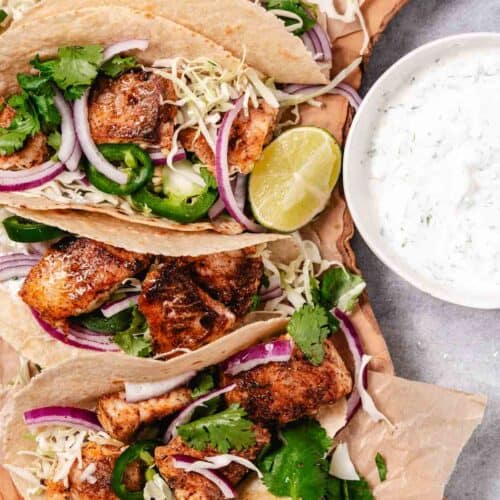 Easy Blackened Snapper Tacos with Cilantro Lime Sauce