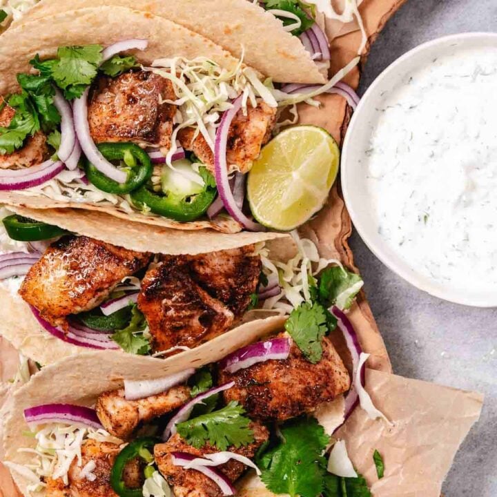 Easy Blackened Snapper Tacos with Cilantro Lime Sauce