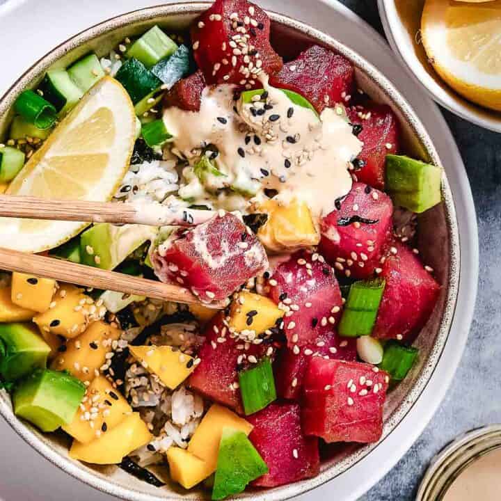 Homemade Yellowfin Tuna Poke Bowl