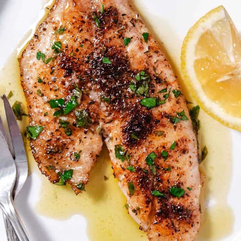 Pan Seared White Fish with Lemon Butter Sauce