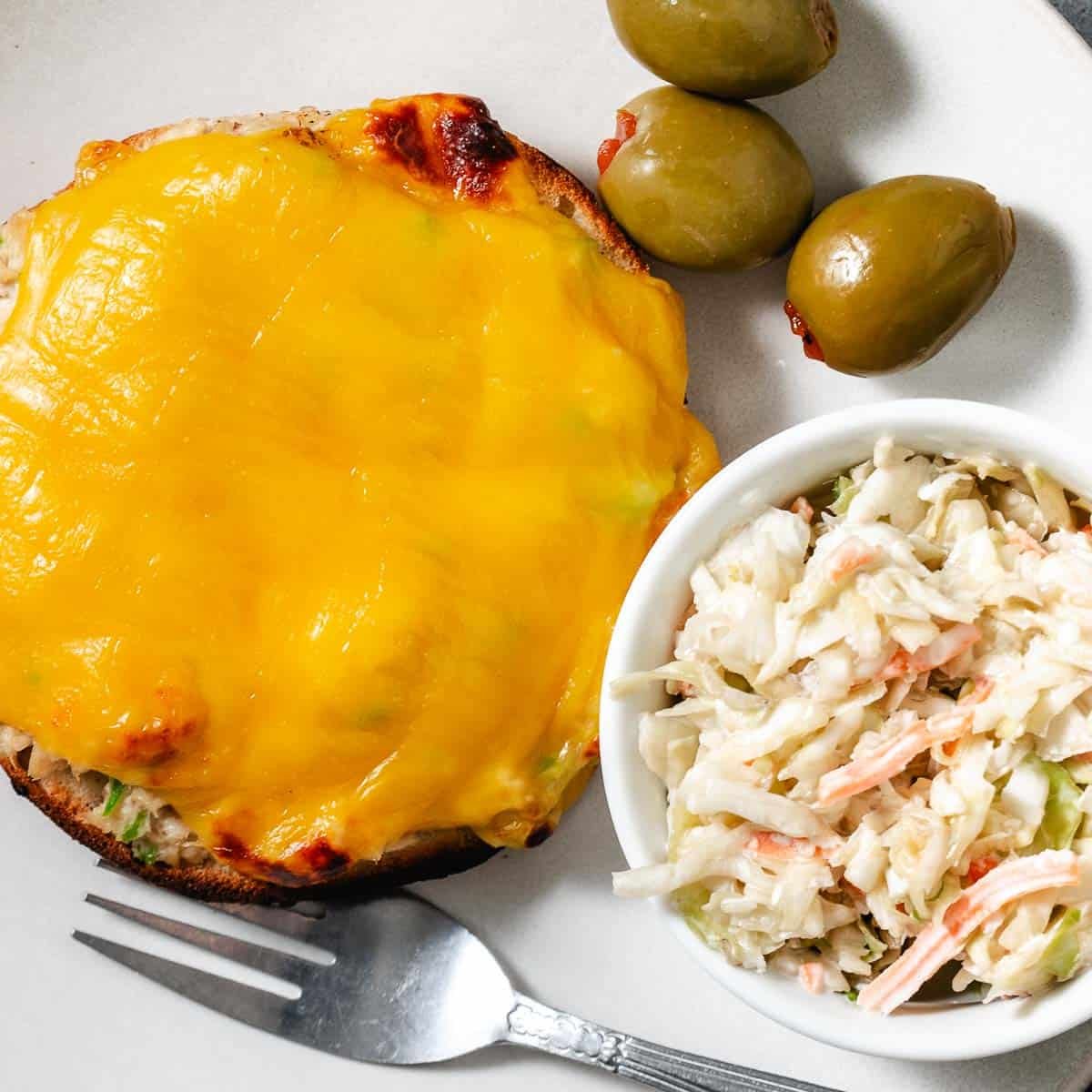 Tuna Melt on a Scooped-Out Bagel