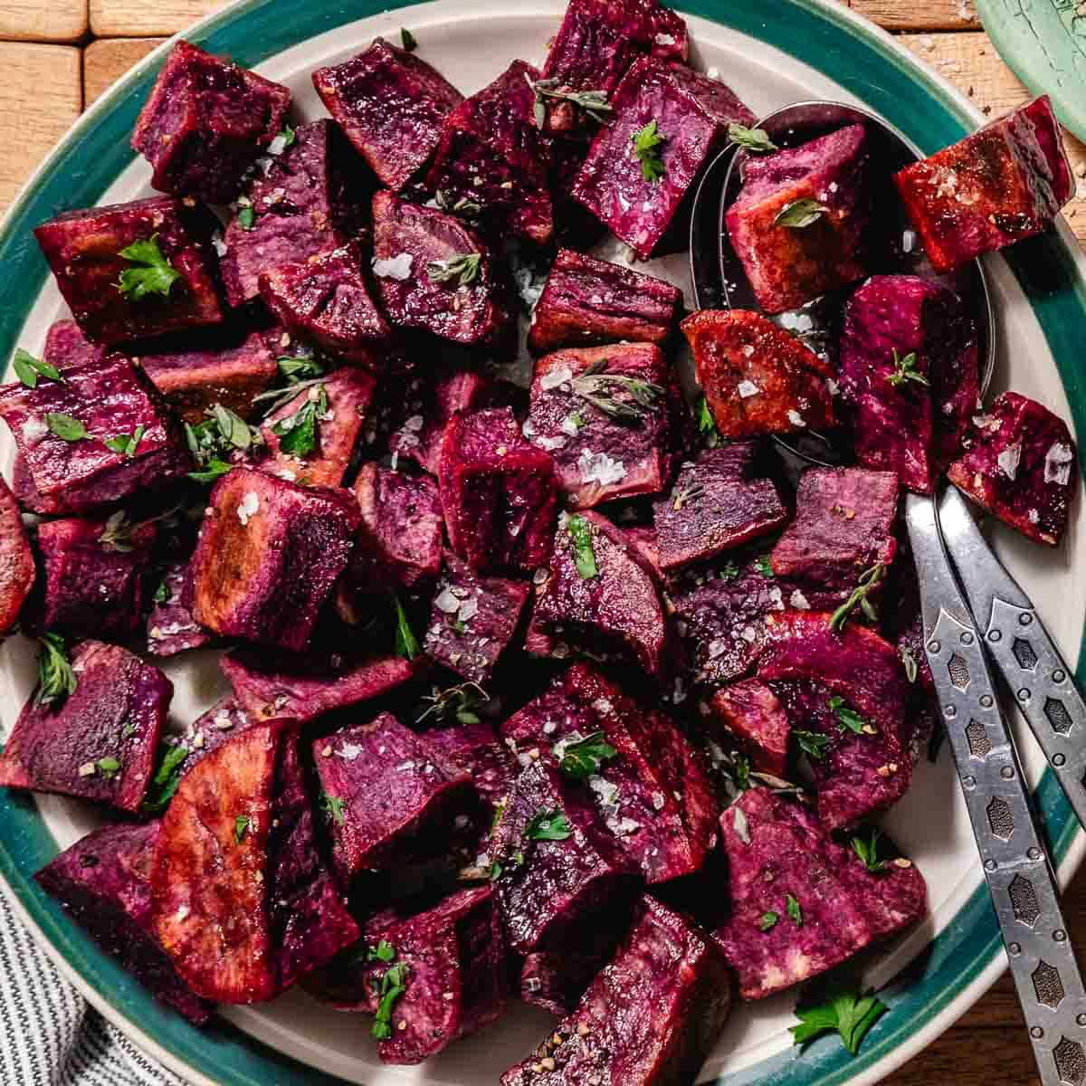 Oven Roasted Purple Sweet Potatoes