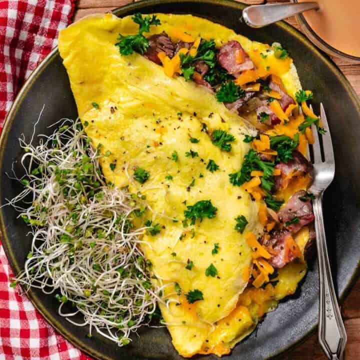 Steak and Cheese Omelet (High Protein, Low Carb)