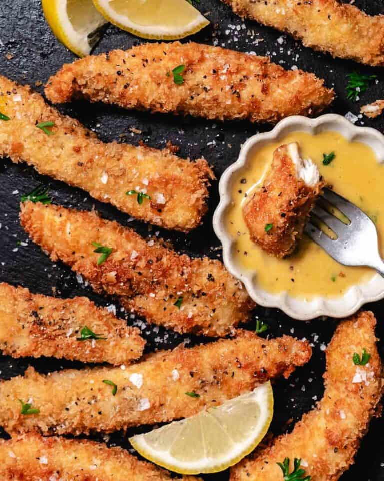 Panko Chicken Strips (Pan Fried, Light and Crunchy)